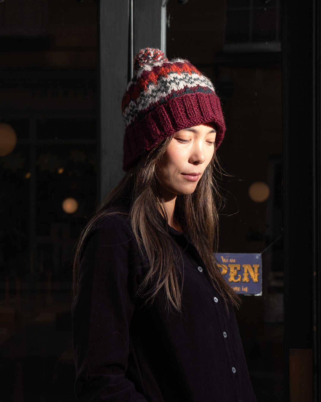 Astrid Fair Isle Knitted Wool Bobble Hat | by BIBICO