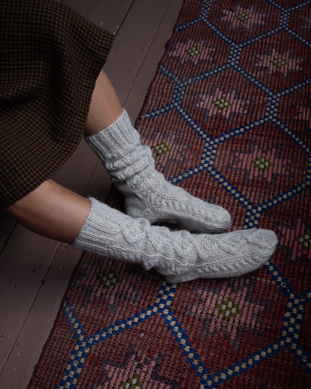 Classic Hand Knitted Wool Socks | Cream Colour by BIBICO