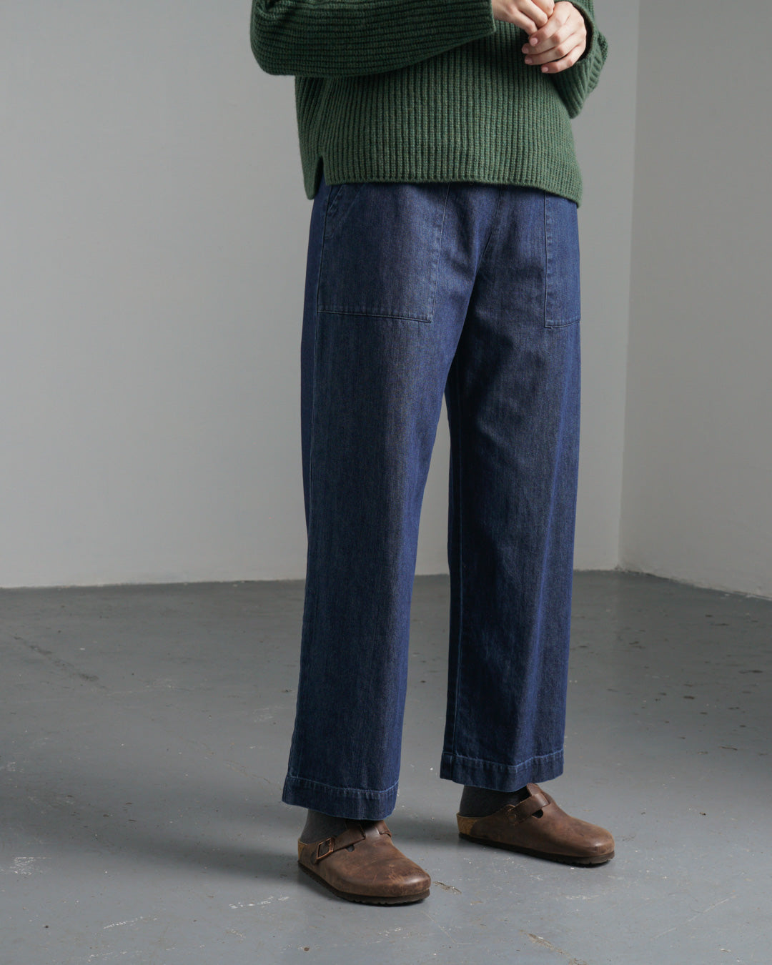 Anna Trousers | Indigo Denim Wide-Leg Pants with Elasticated Back Waist ...