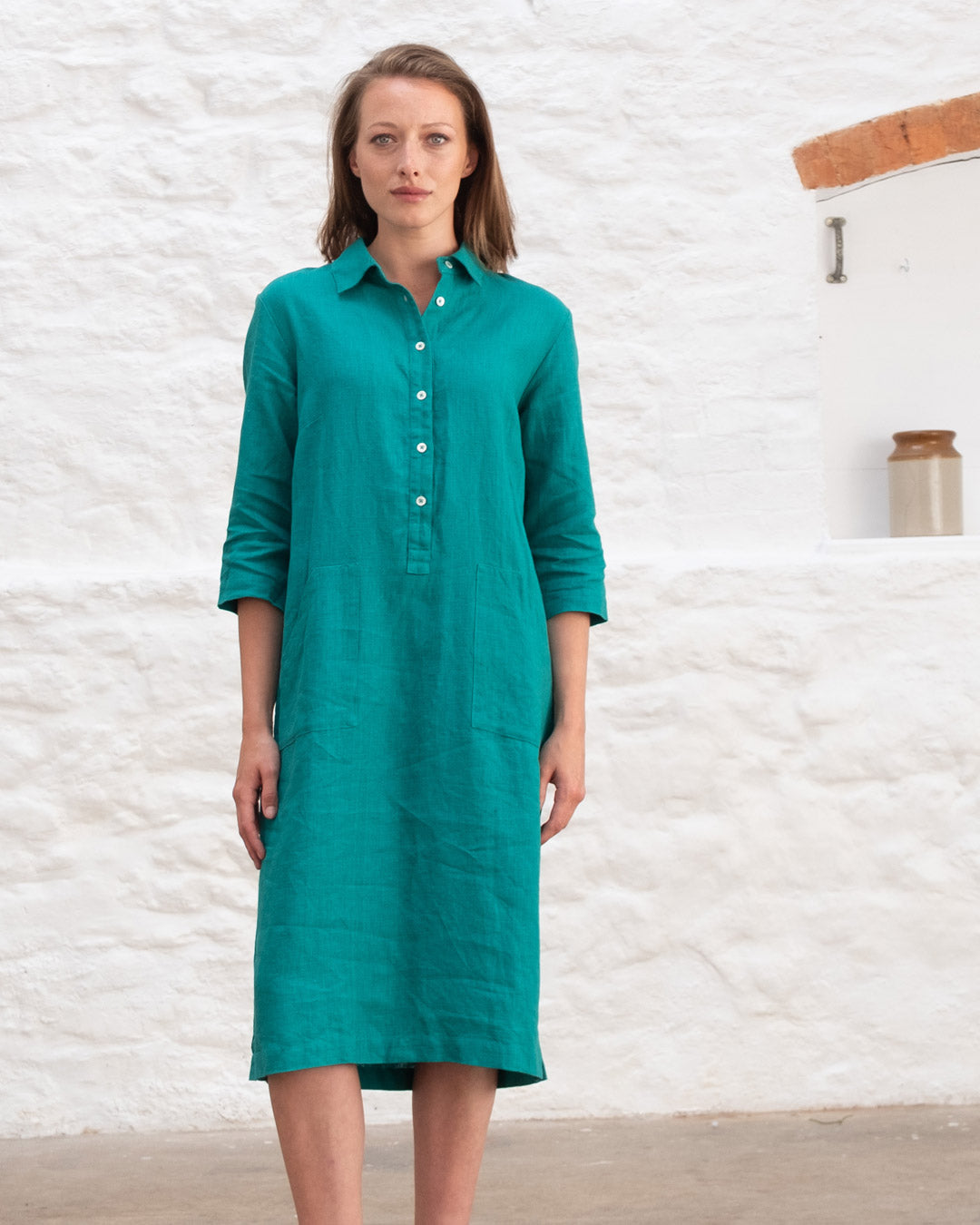Tara Jade Linen Shirt Dress | By BIBICO