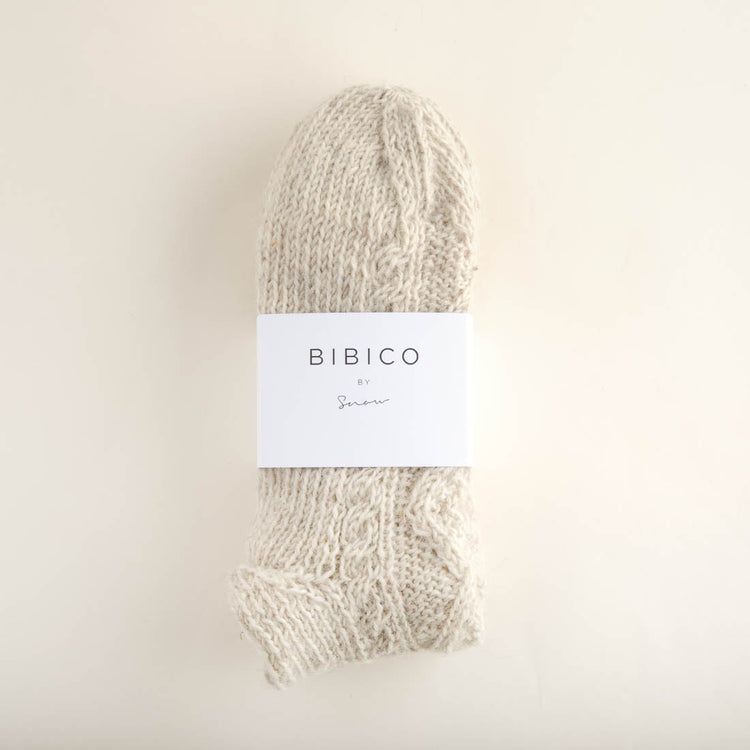 Classic Hand Knitted Wool Socks | Cream Colour by BIBICO